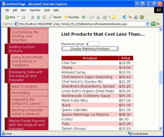 Uso Di Query Con Parametri Con Sqldatasource Vb Microsoft Learn