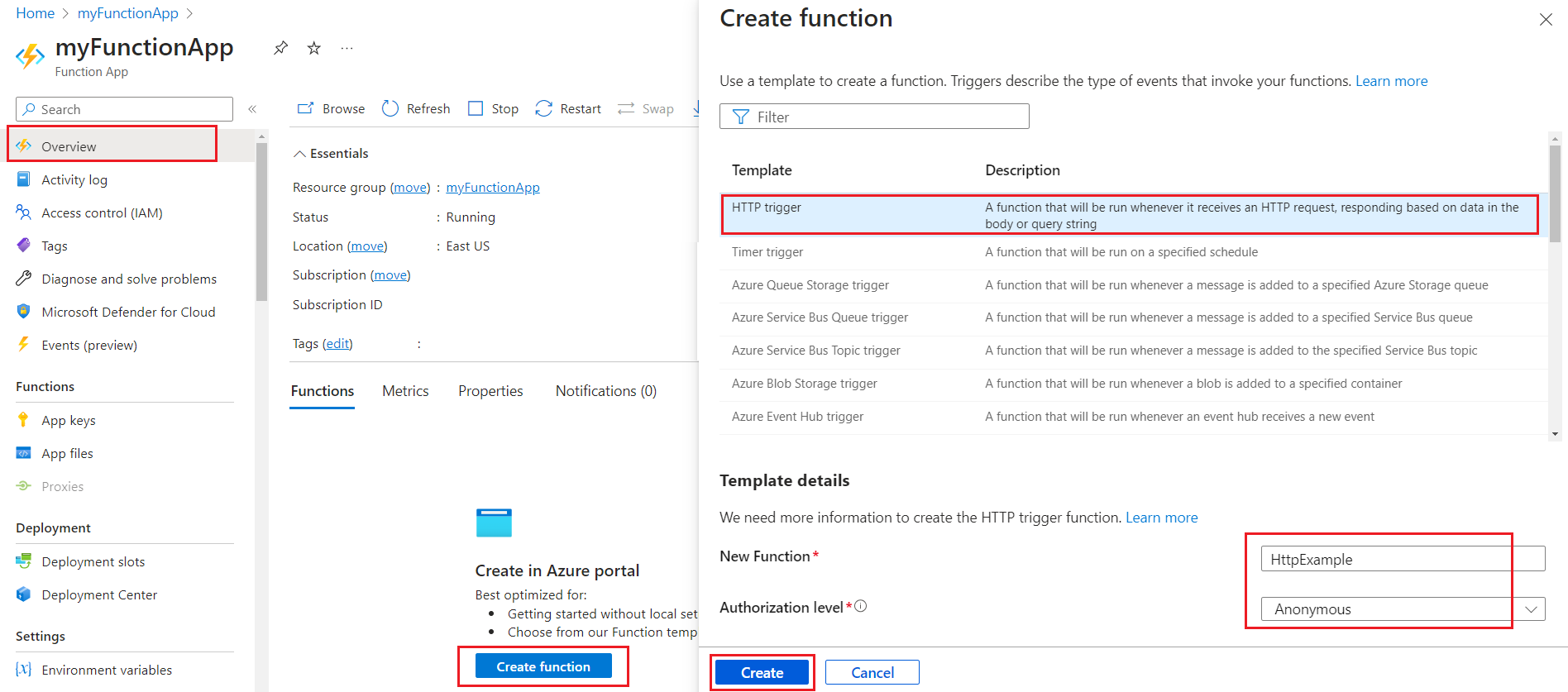 Creare la prima funzione nel portale di Azure | Microsoft Learn