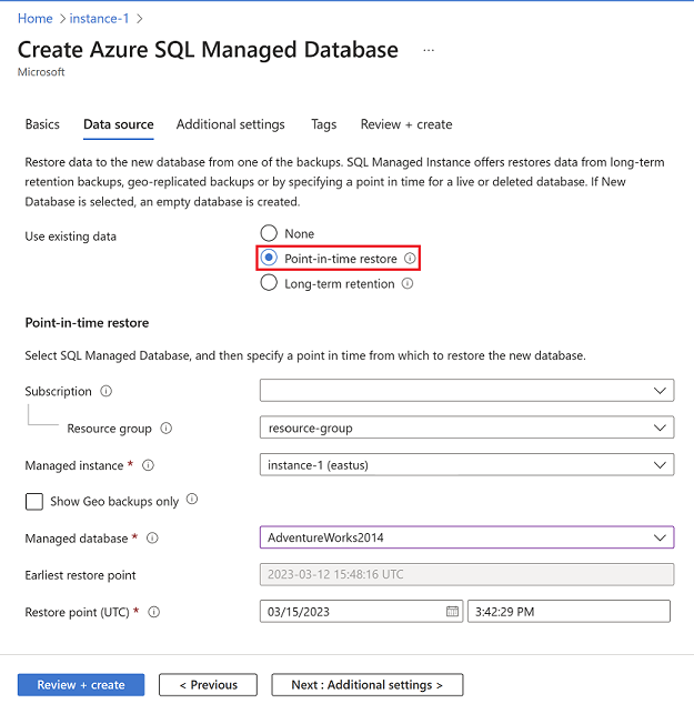 Ripristinare Un Database Da Un Backup Azure Sql Managed Instance Microsoft Learn
