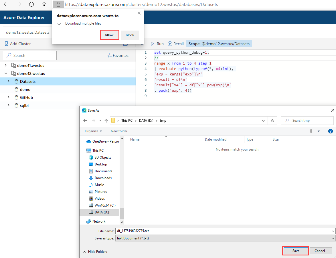 Eseguire il debug di Linguaggio di query Kusto Python inline usando VS ... Eseguire il debug di Linguaggio di query Kusto Python inline usando VS ...