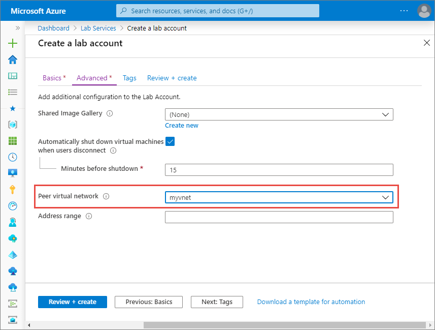 Connettersi a una rete peer - Azure Lab Services | Microsoft Learn Connettersi a una rete peer - Azure Lab Services | Microsoft Learn