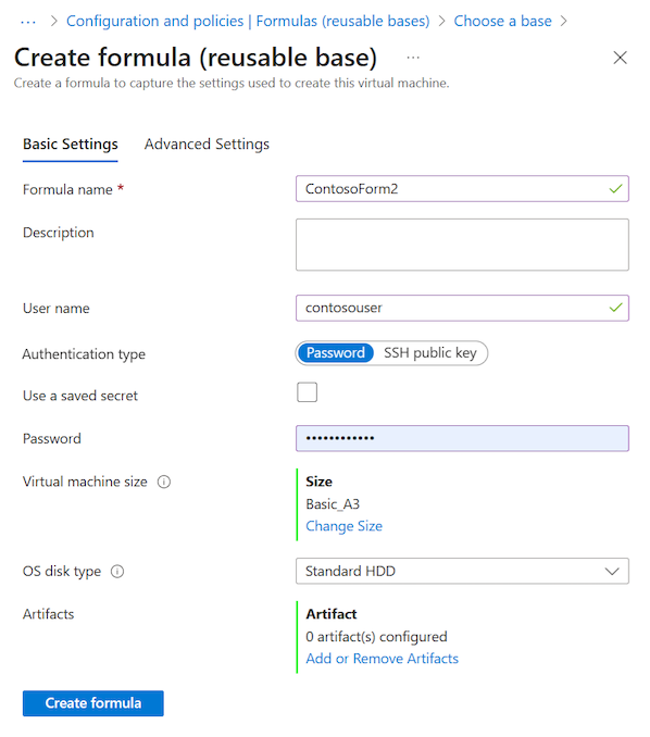 Azure Devtest Labs で数式を管理し、vm を作成する Azure Devtest Labs Microsoft Learn