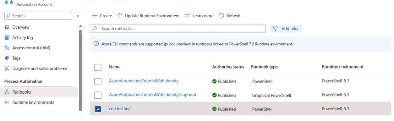 Azure ランタイム環境で Powershell Runbook を更新する Azure Automation Microsoft Learn