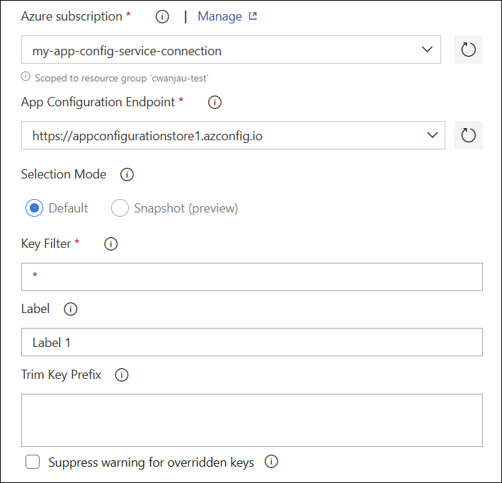 Azure Pipelines を使用して App Configuration から設定をエクスポートする Microsoft Learn