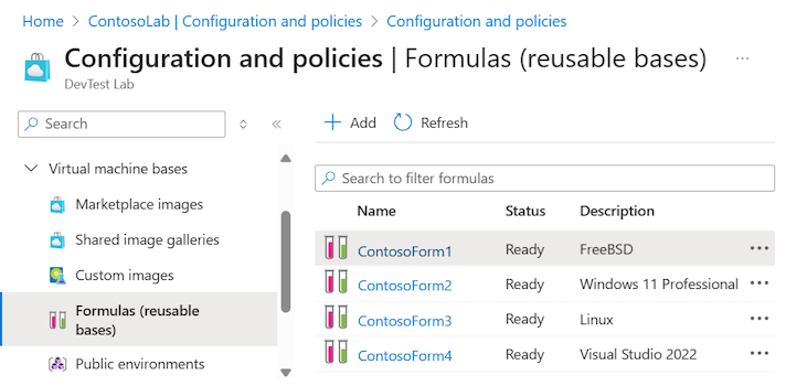 Azure Devtest Labs で数式を管理し、vm を作成する Azure Devtest Labs Microsoft Learn
