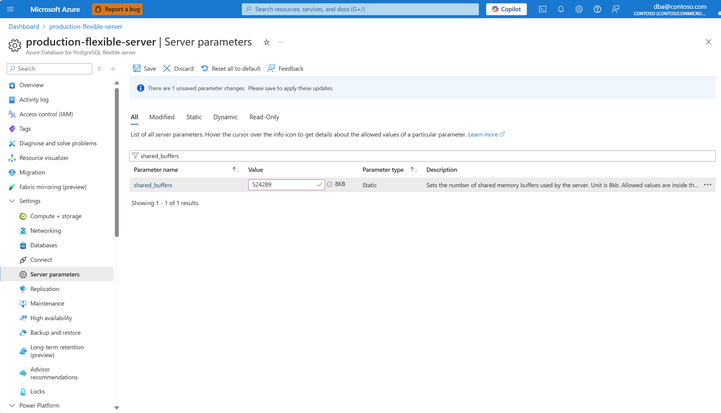 1 つ以上のサーバー パラメーターの値を設定する Azure Database For Postgresql Flexible Server Microsoft Learn