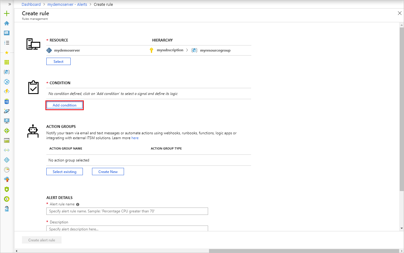 アラートを構成する Azure Portal Azure Database For Postgresql フレキシブル サーバー Microsoft Learn