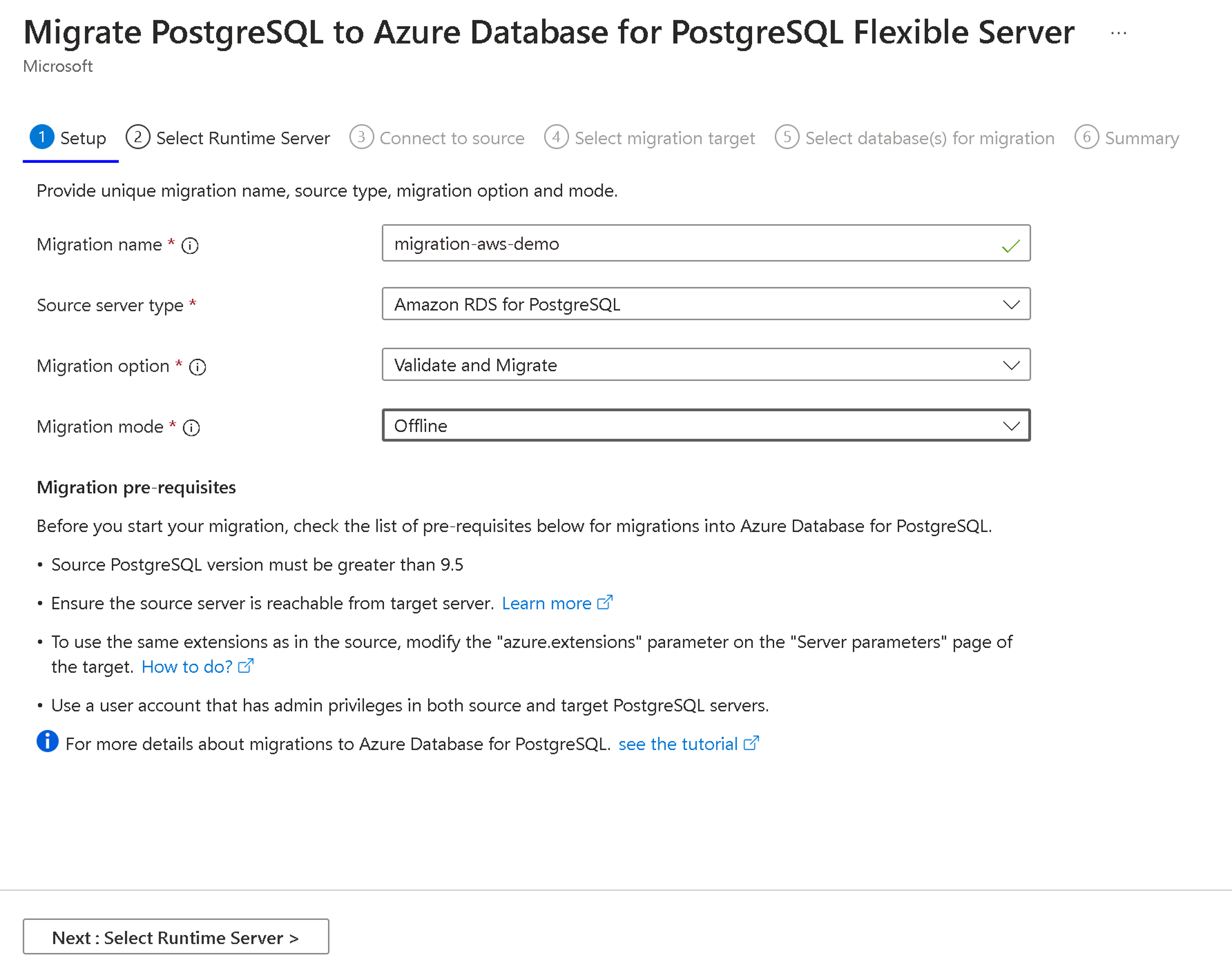 チュートリアル Azure Portal と Azure Cli で移行サービスを使用して Amazon Rds For Postgresql からオフラインで移行する Azure
