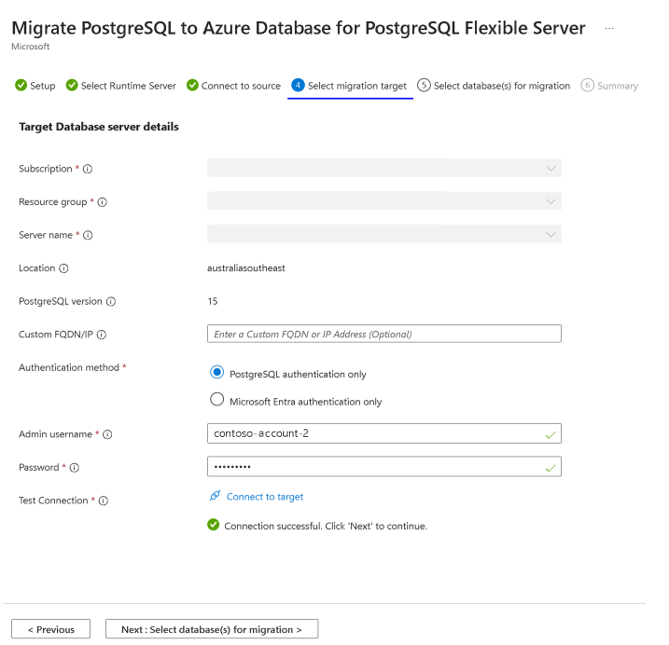 Azure Vm またはオンプレミスの Postgresql サーバーから Azure Database For Postgresql にオフラインで移行する、移行サービス Azure
