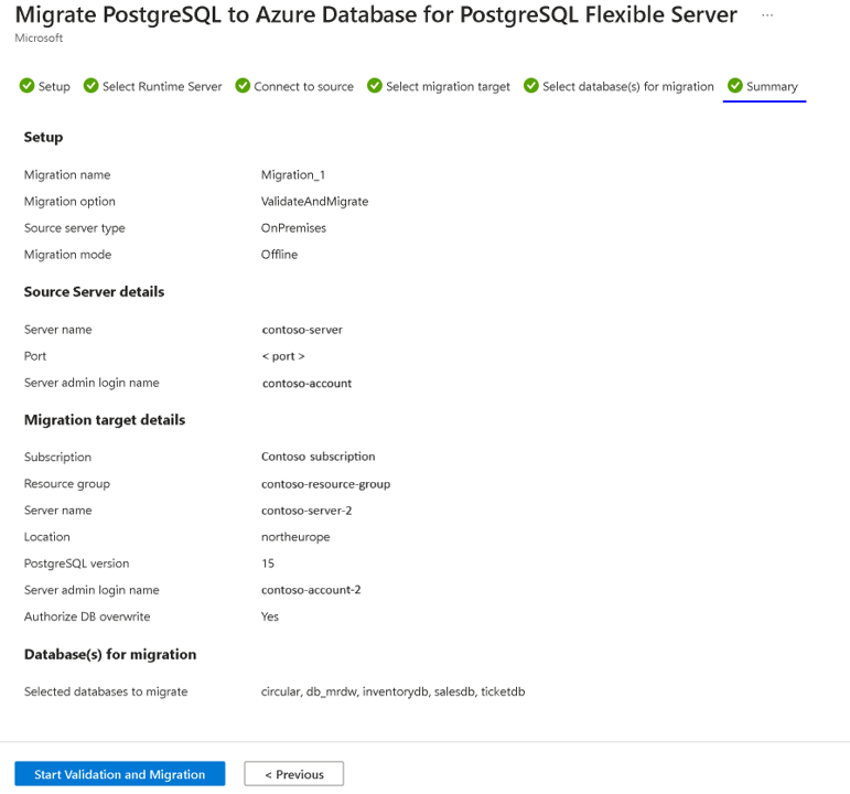 Azure Vm またはオンプレミスの Postgresql サーバーから Azure Database For Postgresql にオフラインで移行する、移行サービス Azure