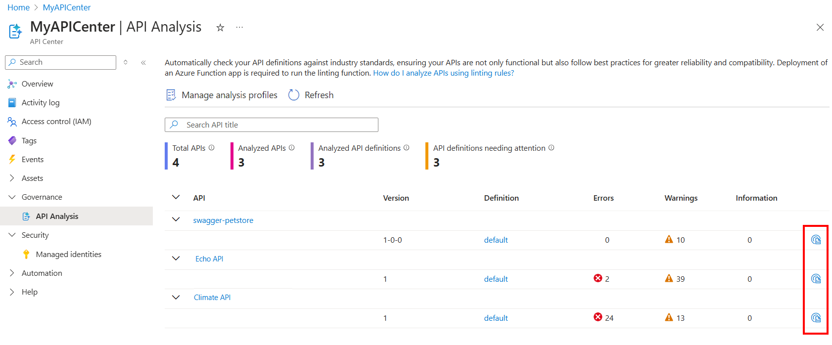 Api 린팅 및 분석 수행 Azure Api 센터 Azure Api Center Microsoft Learn