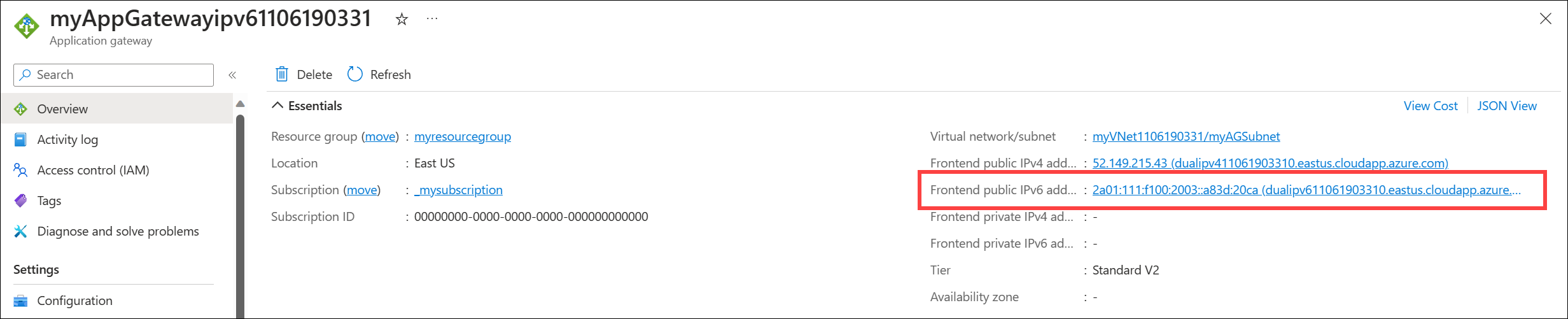 Ipv6 프런트 엔드를 사용하여 Azure 애플리케이션 게이트웨이 배포미리 보기 Azure Application Gateway Microsoft Learn