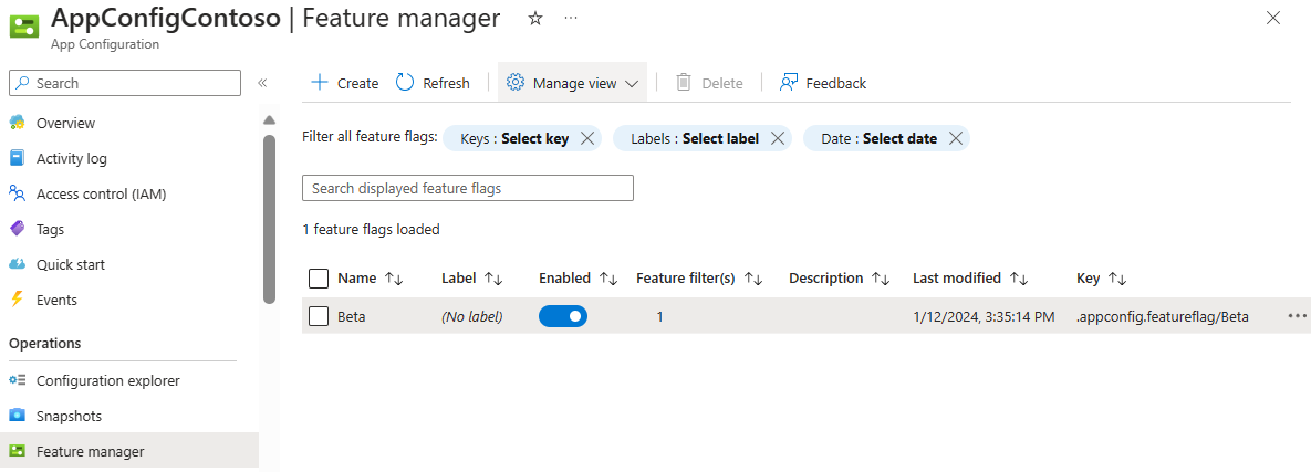 기능 필터를 사용하여 조건부 기능 플래그 사용 Azure App Configuration Microsoft Learn