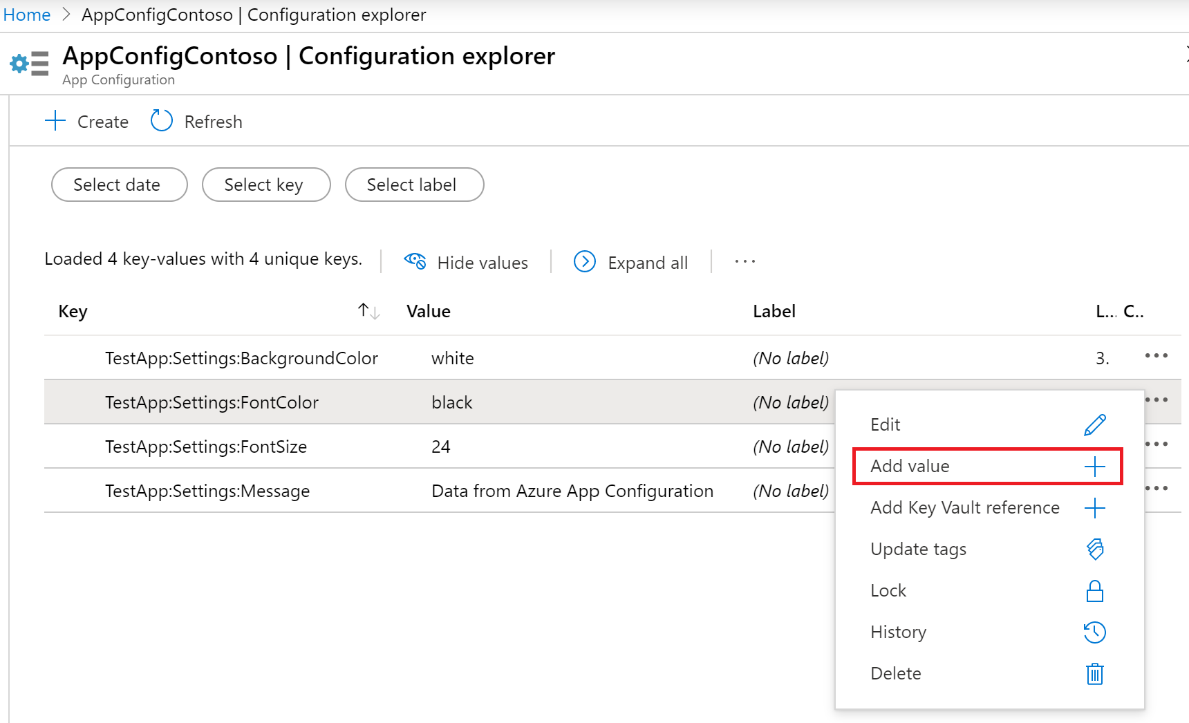 레이블을 사용하여 환경별 구성 값을 제공합니다 Azure App Configuration Microsoft Learn