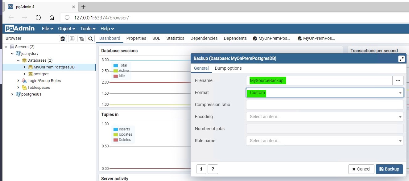 Postgresql 데이터베이스의 데이터를 Azure Arc 지원 Postgresql 서버로 마이그레이션 Azure Arc Enabled Database Services