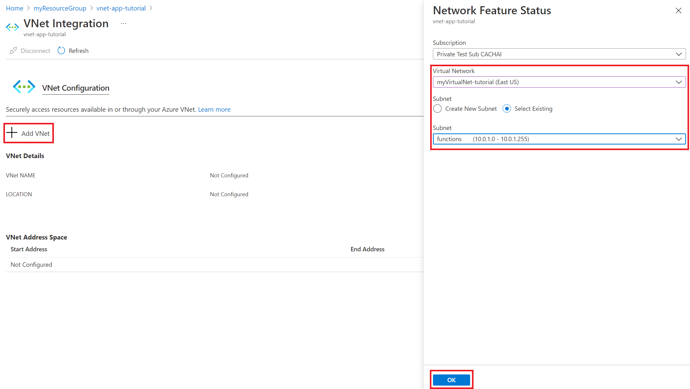 프라이빗 엔드포인트를 사용하여 가상 네트워크와 Azure Functions 통합 Microsoft Learn