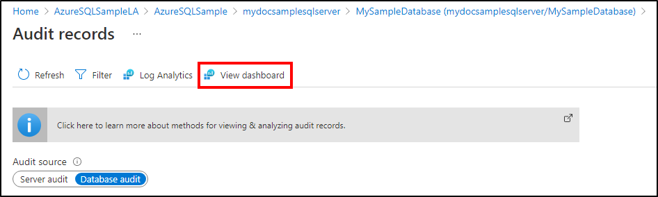 감사를 사용하여 감사 로그 및 보고서 분석하기 Azure Sql Database And Azure Synapse Analytics Microsoft Learn