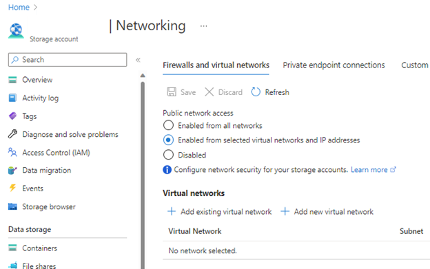 방화벽 및 Vnet 뒤로 액세스할 수 있는 스토리지 계정에 취약성 평가 검사 결과 저장 Azure Sql Database And Azure Sql Managed