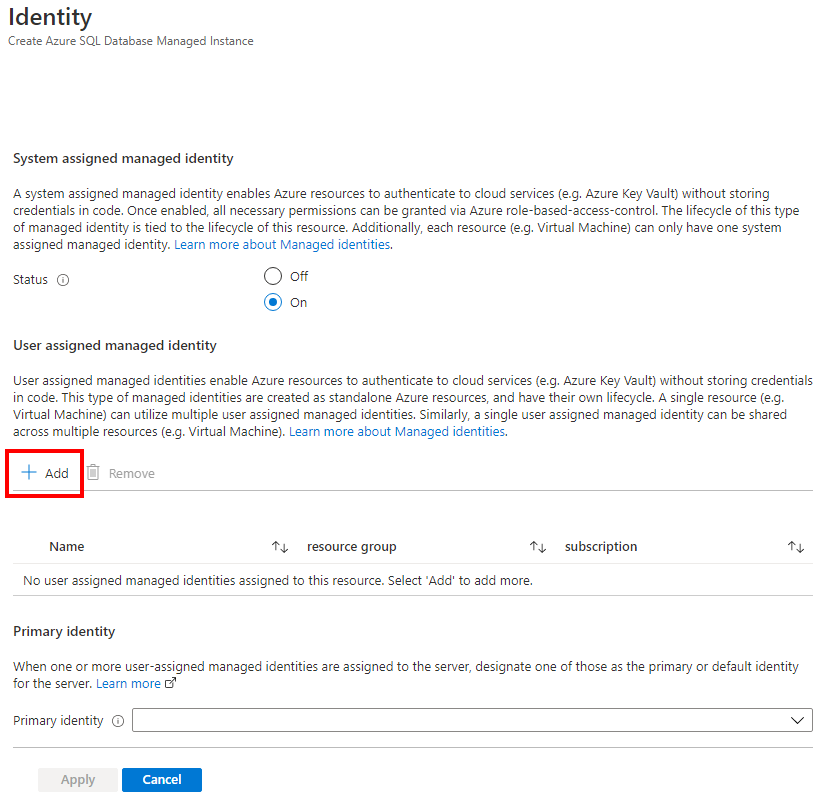 사용자 할당 관리 Id를 사용하여 Azure Sql Managed Instance 만들기 Azure Sql Managed Instance Microsoft Learn