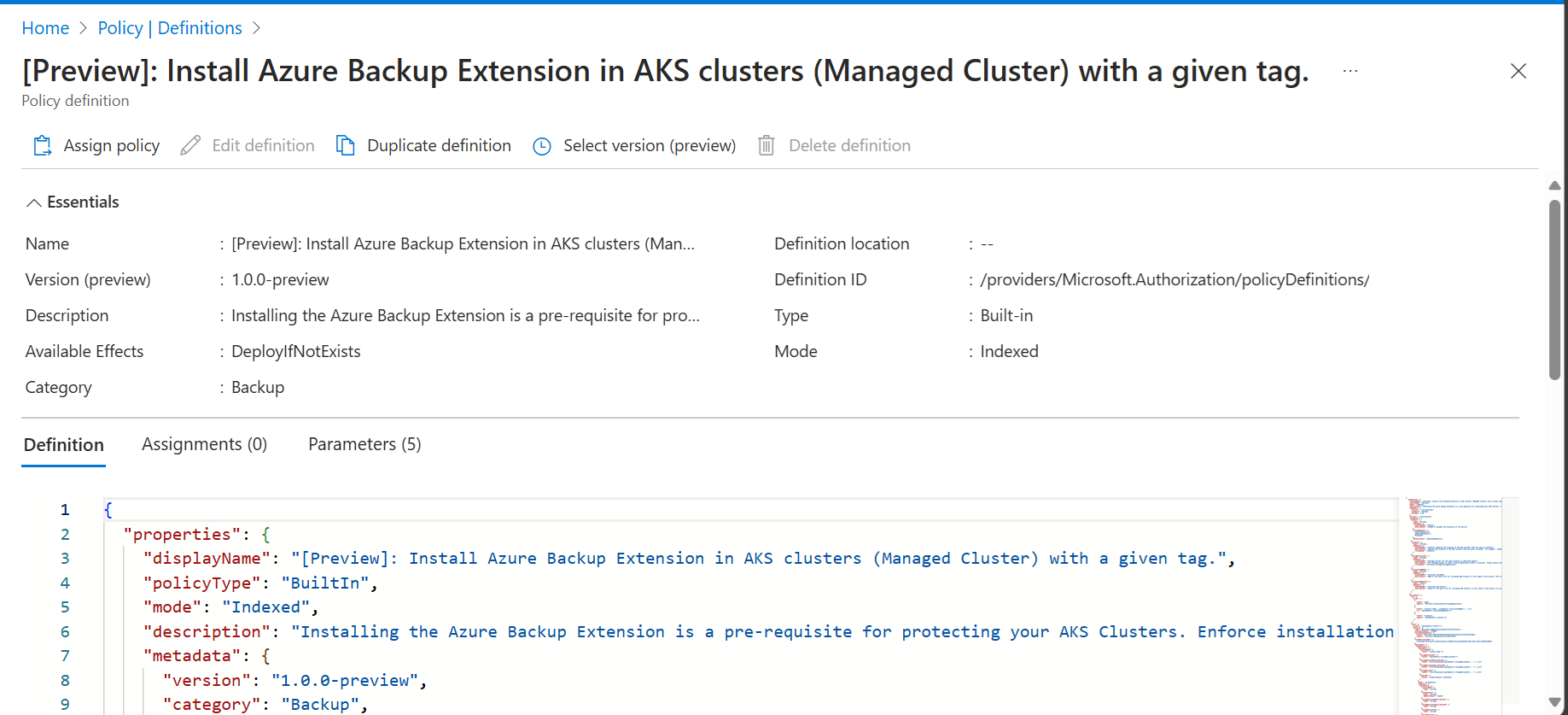 Azure Policy를 사용하여 Azure Kubernetes Service 클러스터에 대한 백업 작업 감사 및 적용 Azure Backup Microsoft Learn