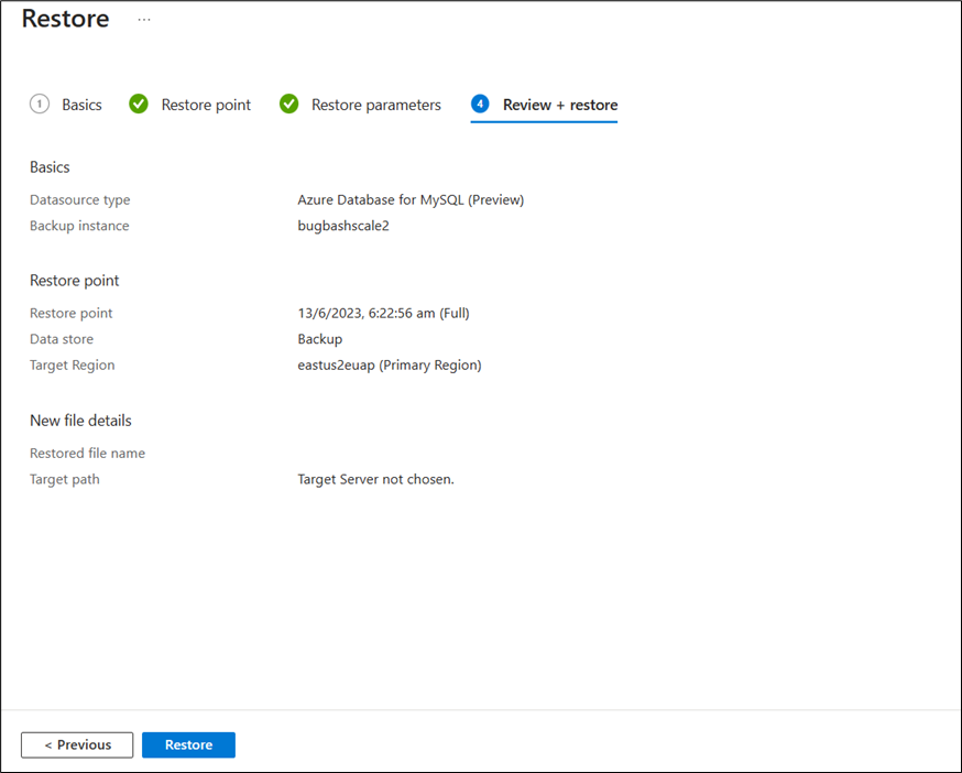 Azure Backup을 사용하여 Azure Database For Mysql 유연한 서버 복원 Azure Backup Microsoft Learn