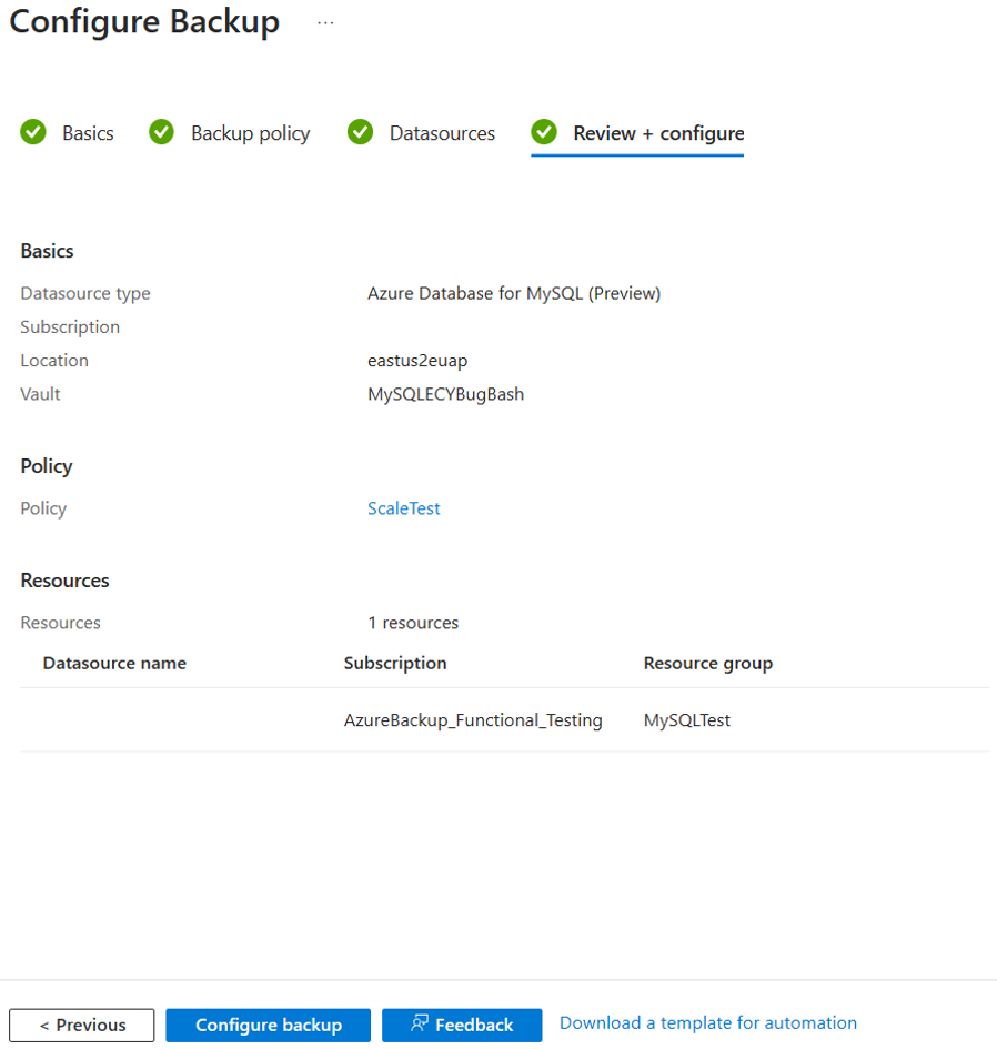 Azure Backup을 사용하여 Azure Database For Mysql 유연한 서버 백업 Azure Backup Microsoft Learn
