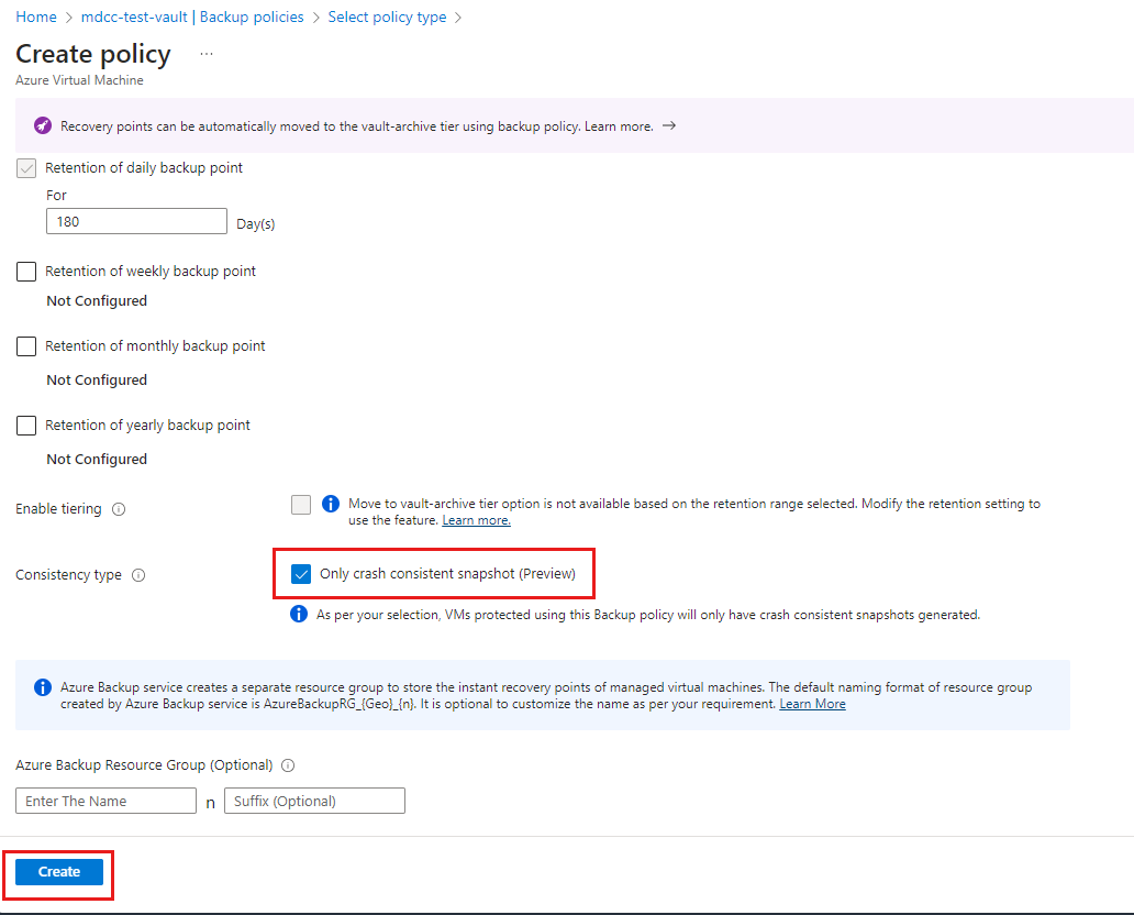Azure Backup을 사용하여 에이전트 없는 다중 디스크 크래시 일관성 백업으로 Azure Vm 백업 Azure Backup Microsoft Learn