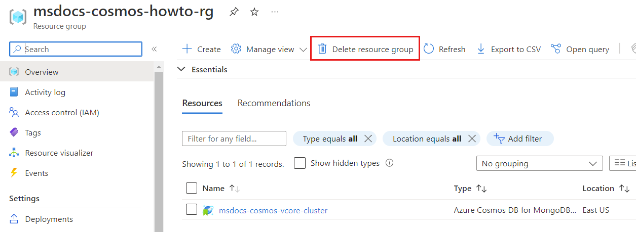 빠른 시작 새 클러스터 만들기 Azure Cosmos Db For Mongodb Vcore Microsoft Learn