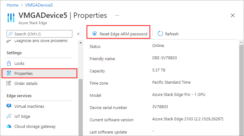 Azure Stack Edge Pro Gpu 디바이스의 Azure Resource Manager 암호 설정 Microsoft Learn