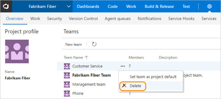 팀 이름 바꾸기 또는 제거삭제 Azure Devops Microsoft Learn