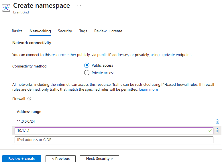 Azure Event Grid 네임스페이스의 Ip 방화벽 구성mqtt Azure Event Grid Microsoft Learn