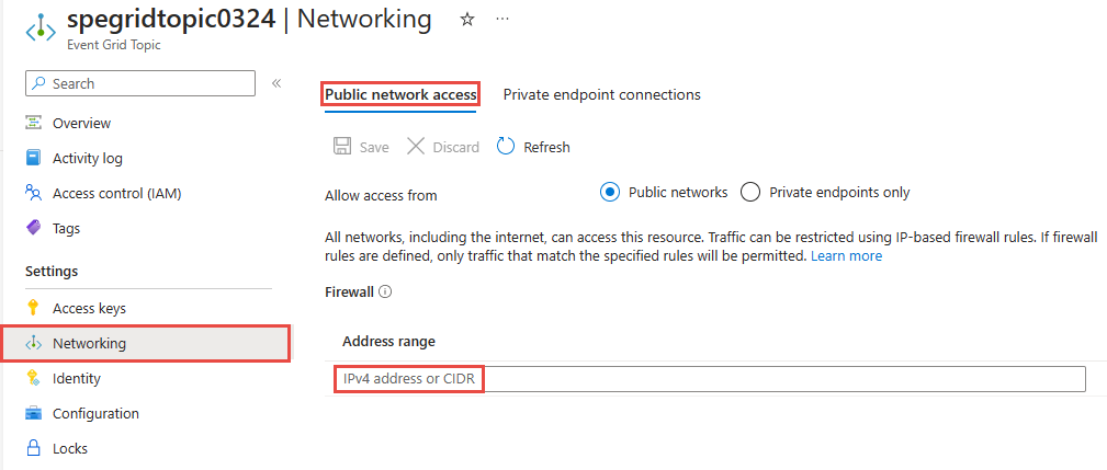 Azure Event Grid 토픽 또는 도메인의 Ip 방화벽 구성 Azure Event Grid Microsoft Learn