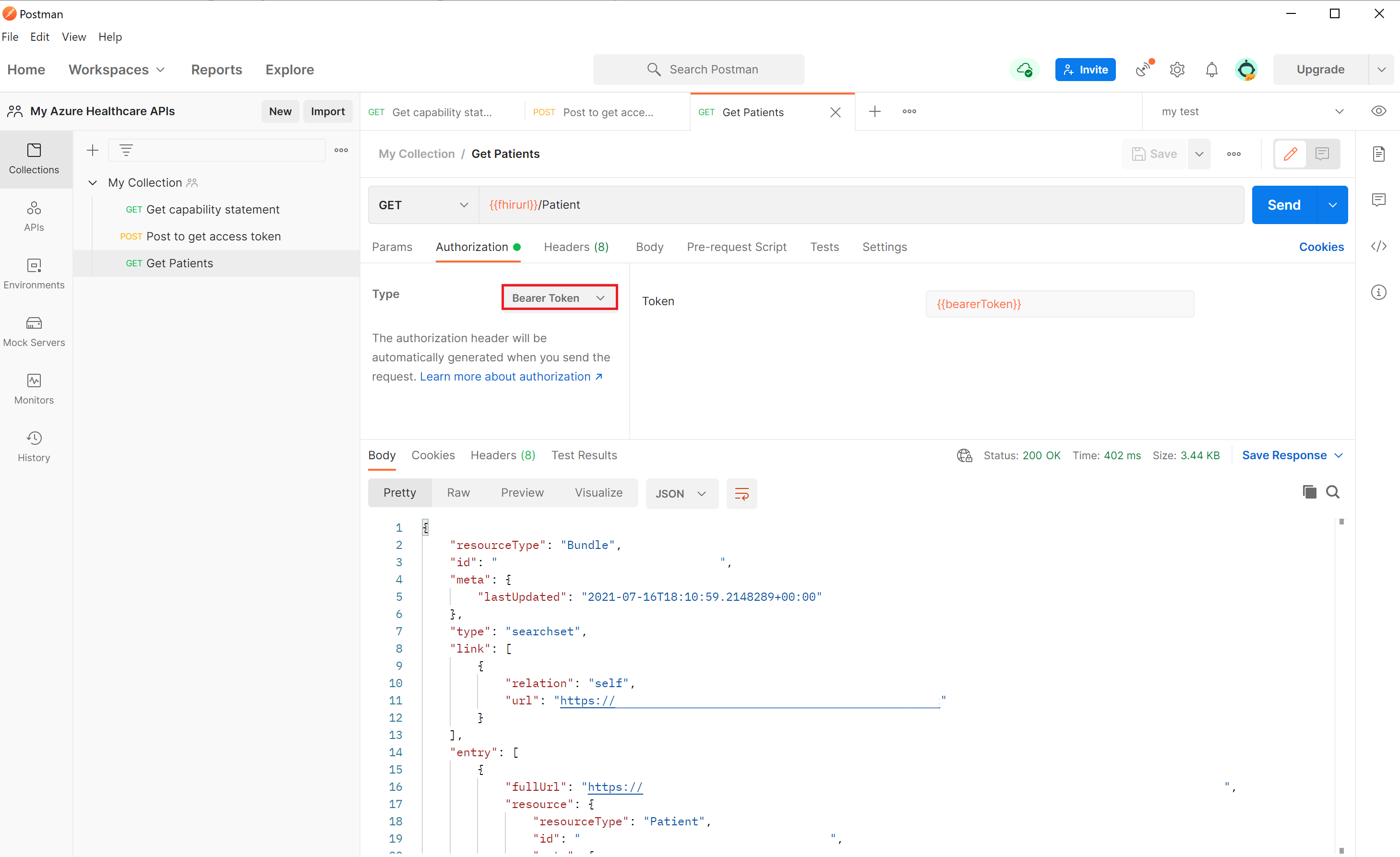 Postman을 사용하여 Azure Health Data Services의 Fhir 서비스에 액세스 Microsoft Learn