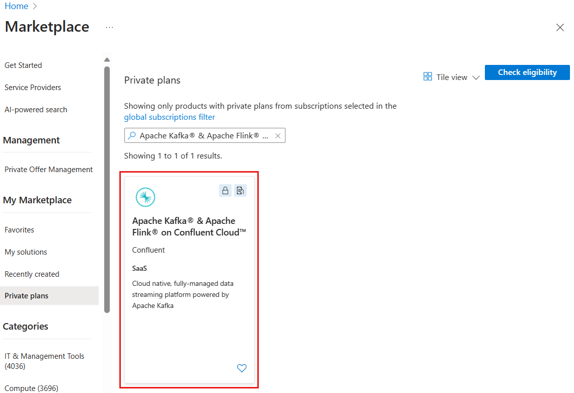 Azure Portal를 통해 Confluent Cloud에서 Apache Kafka 및 Apache Flink 만들기 Azure Native Isv Services