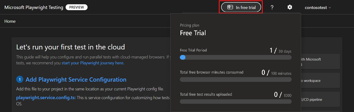 Microsoft Playwright Testing 무료 평가판 Microsoft Playwright Testing Microsoft Learn