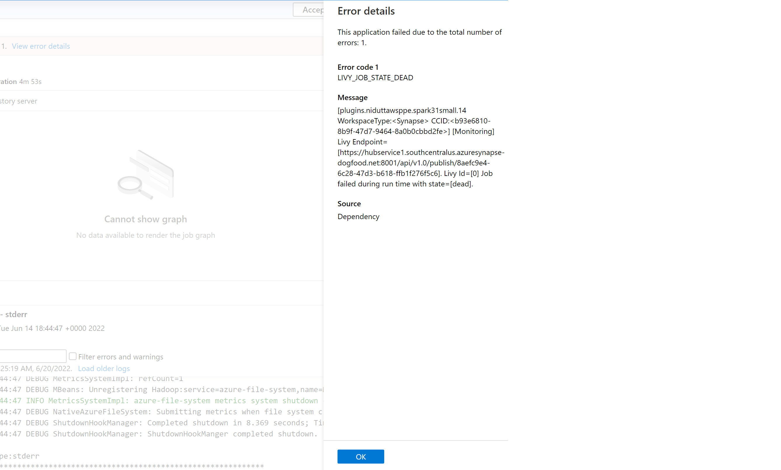 Synapse에서 Apache Spark의 Livy 오류 처리 Azure Synapse Analytics Microsoft Learn