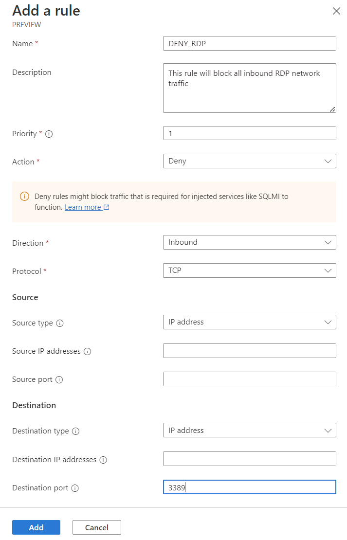 Azure Virtual Network Manager를 사용하여 네트워크 트래픽을 차단하는 방법 Azure Portal Microsoft Learn