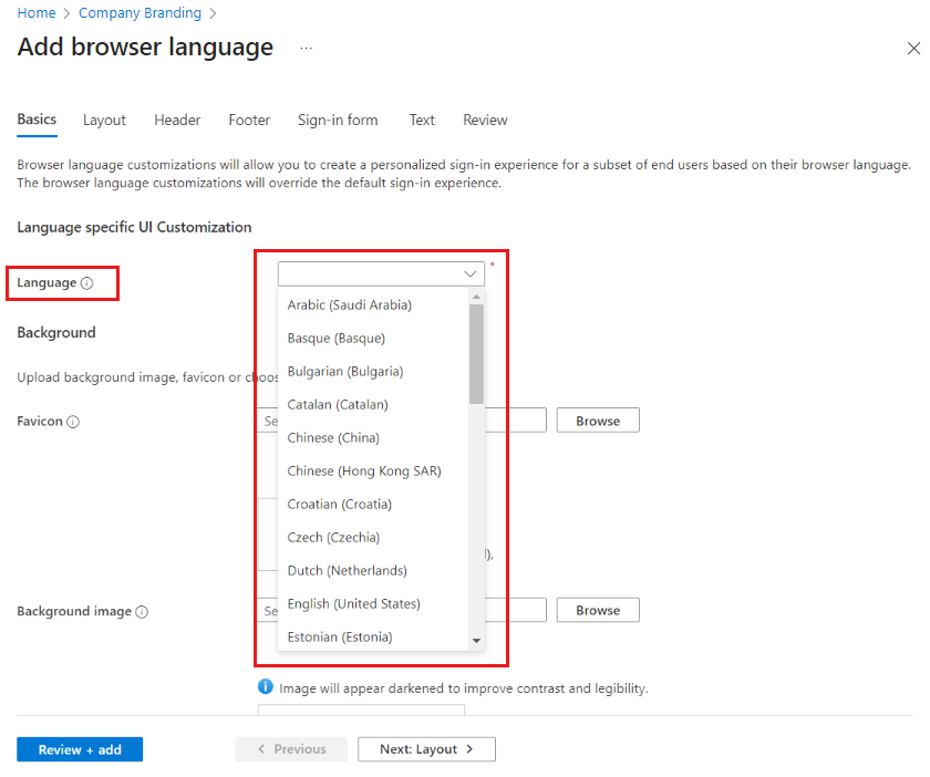 브라우저 언어 사용자 지정 Microsoft Entra External Id Microsoft Learn