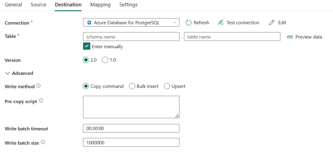 복사 작업에서 Azure Database For Postgresql 구성 Microsoft Fabric Microsoft Learn