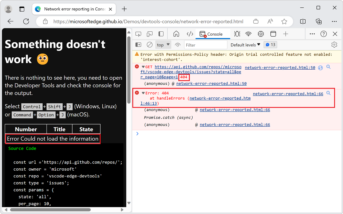 Fix JavaScript errors reported in the Console - Microsoft Edge Developer documentation ...