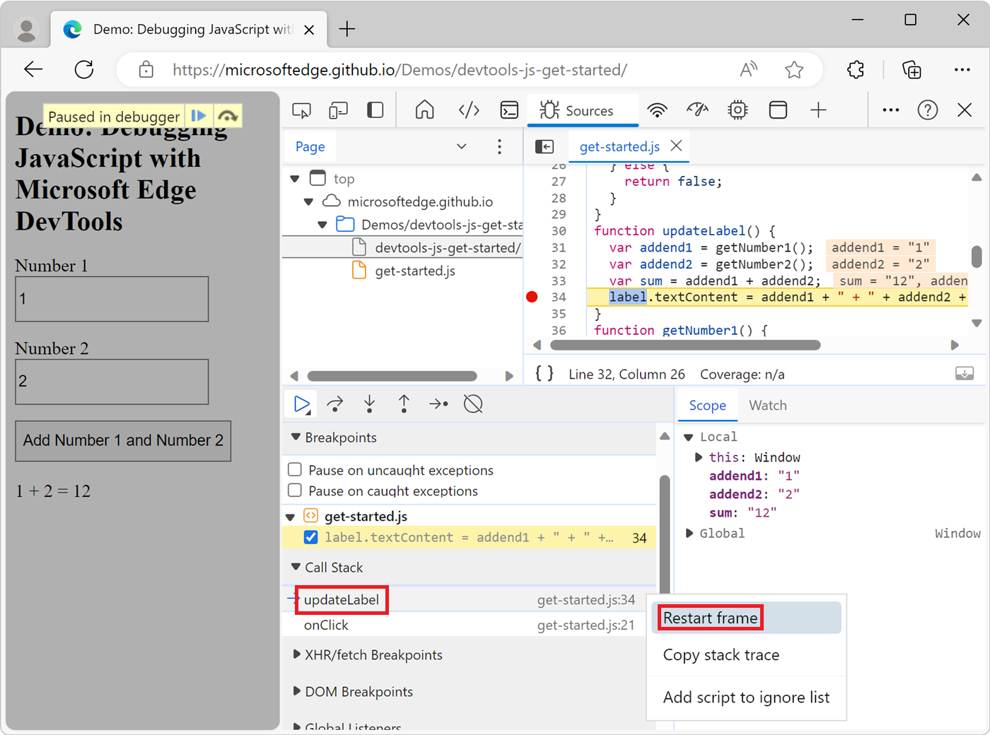 JavaScript debugging features - Microsoft Edge Developer documentation | Microsoft Learn