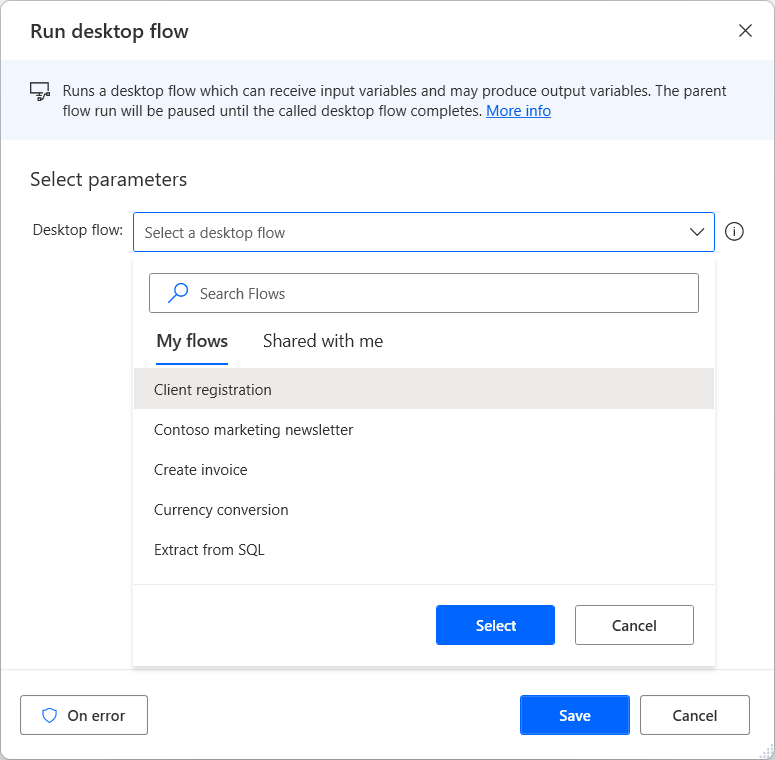 다른 데스크톱 흐름에서 데스크톱 흐름 실행 Power Automate Microsoft Learn