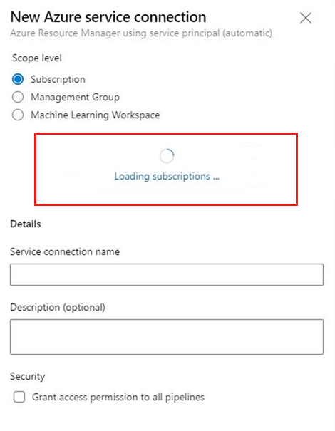 구독 기반 서비스 연결과 관련된 문제 해결 Azure Devops Microsoft Learn