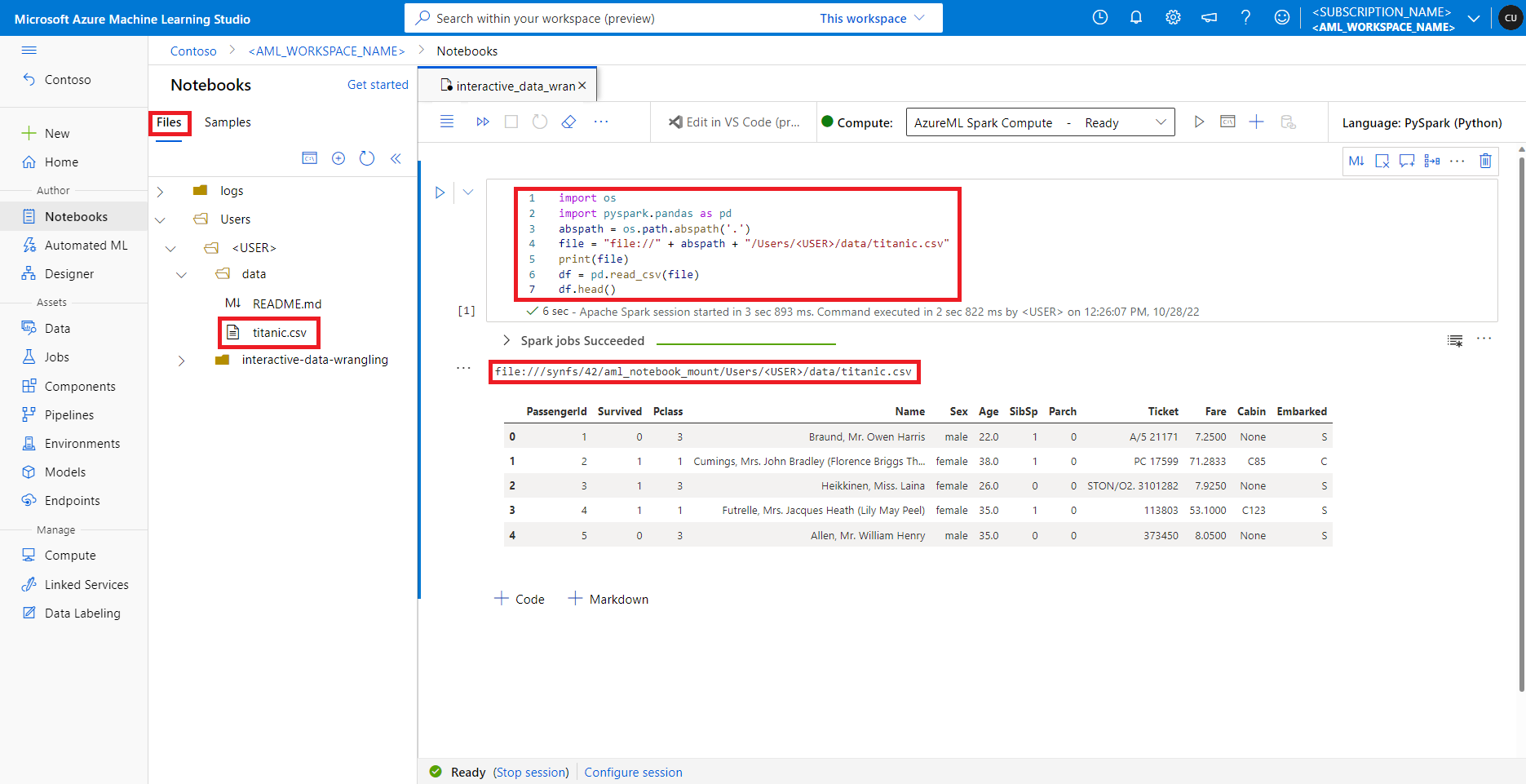 Interactieve gegevens wrangling met Apache Spark in Azure Machine ... Interactieve gegevens wrangling met Apache Spark in Azure Machine ...