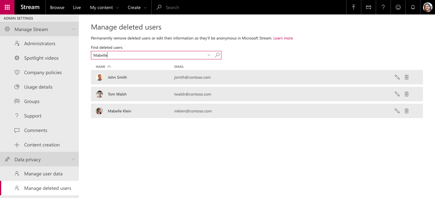 Verwijderde gebruikers beheren in Microsoft Stream (Klassiek ... Verwijderde gebruikers beheren in Microsoft Stream (Klassiek ...