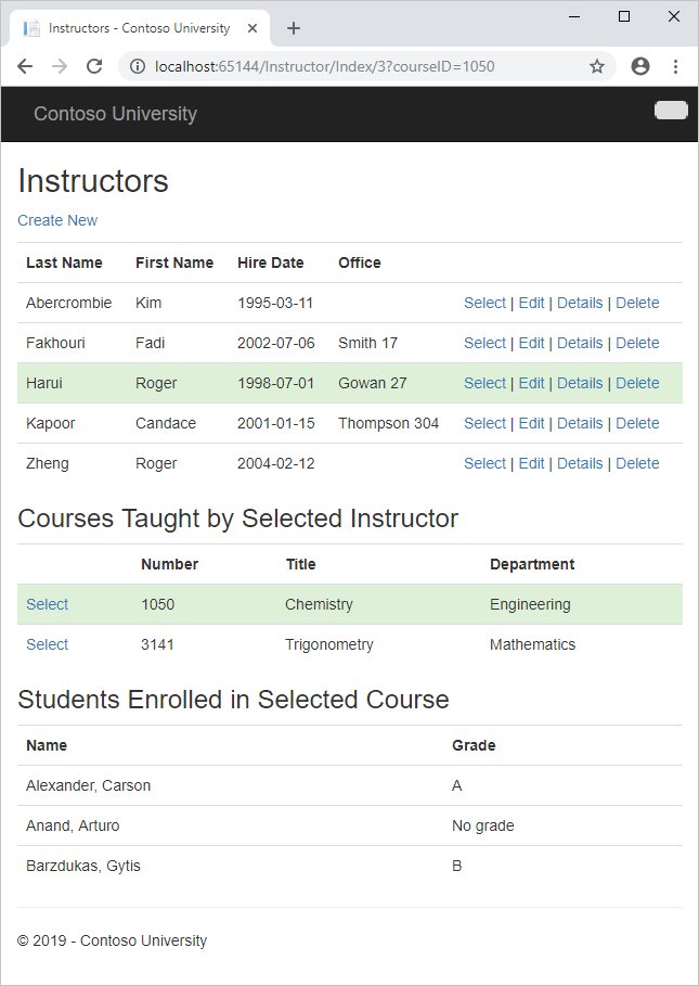 Tutorial Ler Dados Relacionados Com O Ef Em Um Aplicativo Mvc Do Aspnet Microsoft Learn