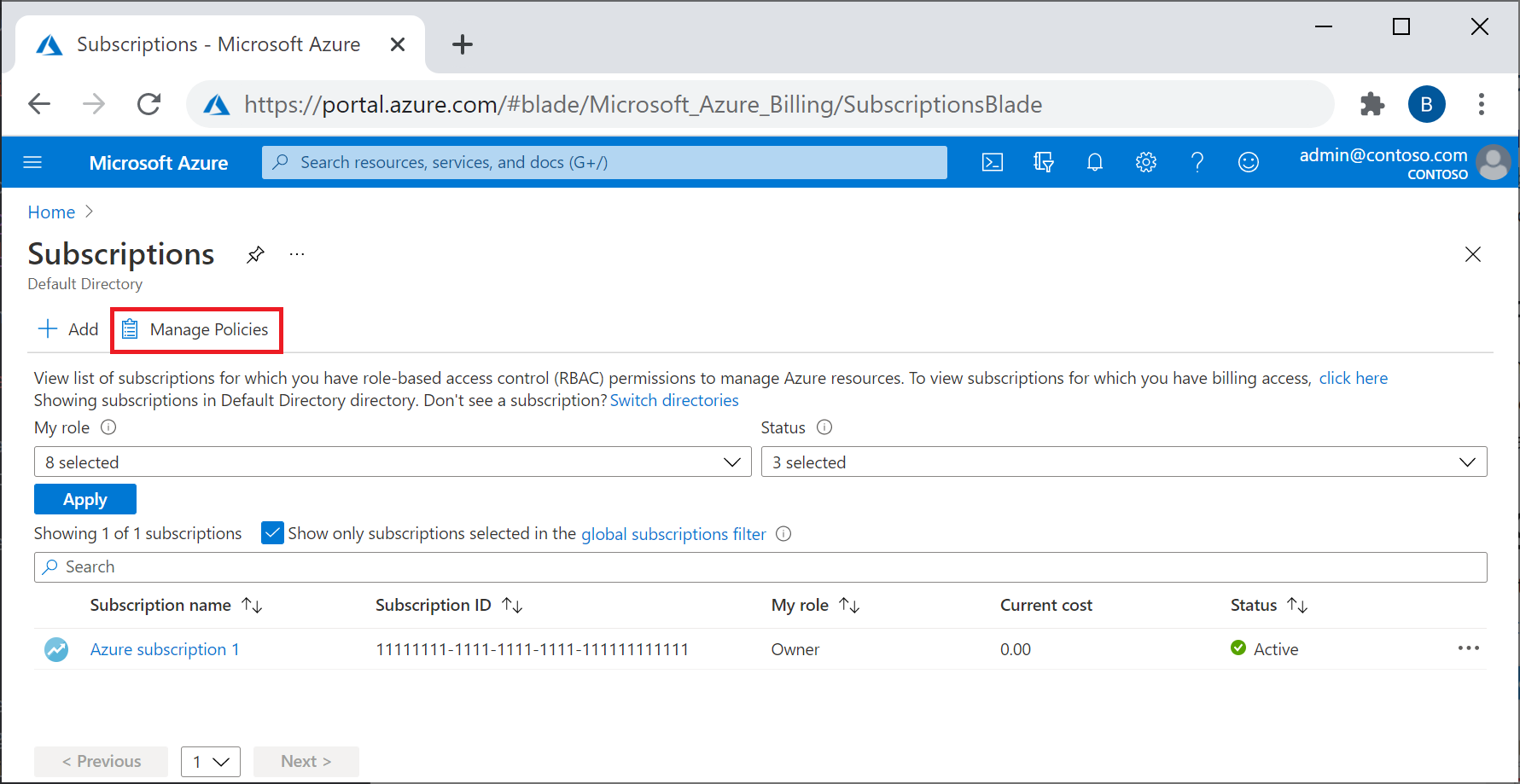 Gerenciar políticas de assinatura do Azure - Microsoft Cost Management ... Gerenciar políticas de assinatura do Azure - Microsoft Cost Management ...
