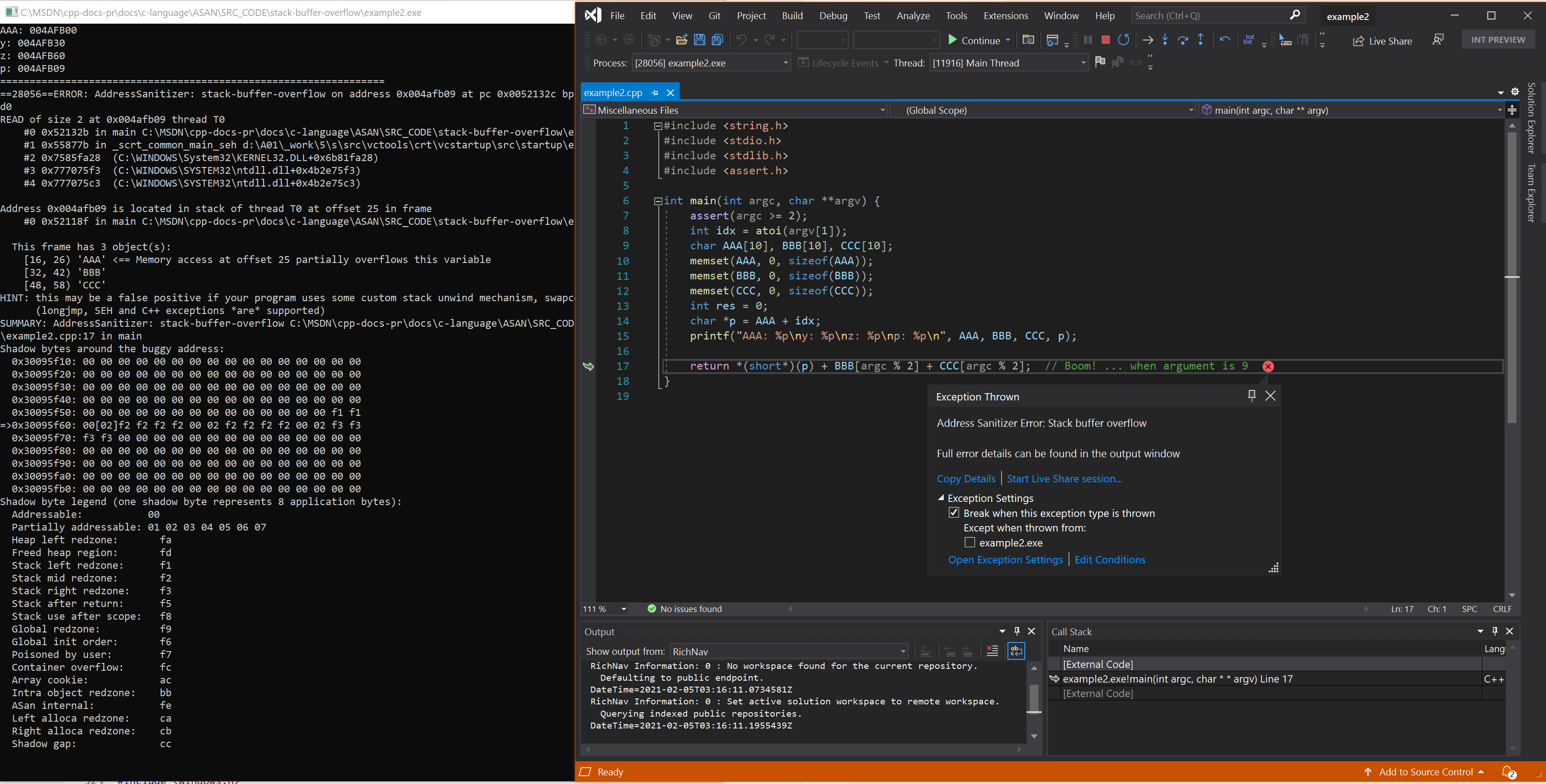 Erro: stack-buffer-overflow | Microsoft Learn Erro: stack-buffer-overflow | Microsoft Learn