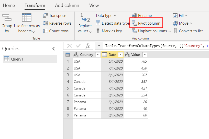 Dinamizar colunas - Power Query | Microsoft Learn Dinamizar colunas - Power Query | Microsoft Learn