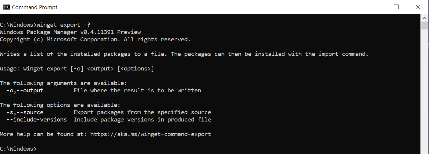 Comando export | Microsoft Learn Comando export | Microsoft Learn